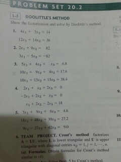 Solved Show the factorization and solve by Doolittle's | Chegg.com