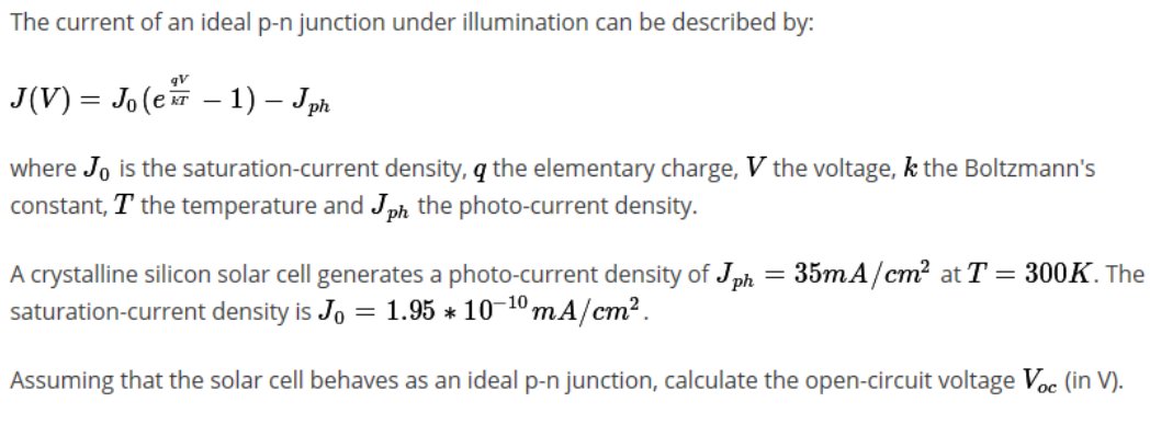 Solved The current of an ideal p-n junction under | Chegg.com