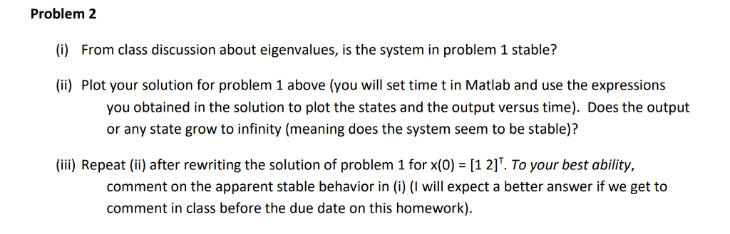 Problem 2 (i) From class discussion about | Chegg.com