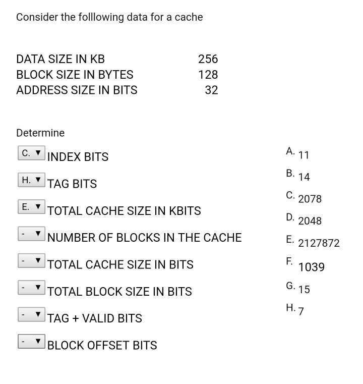 Solved Consider the following data for a cache DATA SIZE IN | Chegg.com