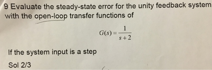 Solved Evaluate the steady-state error for the unity | Chegg.com