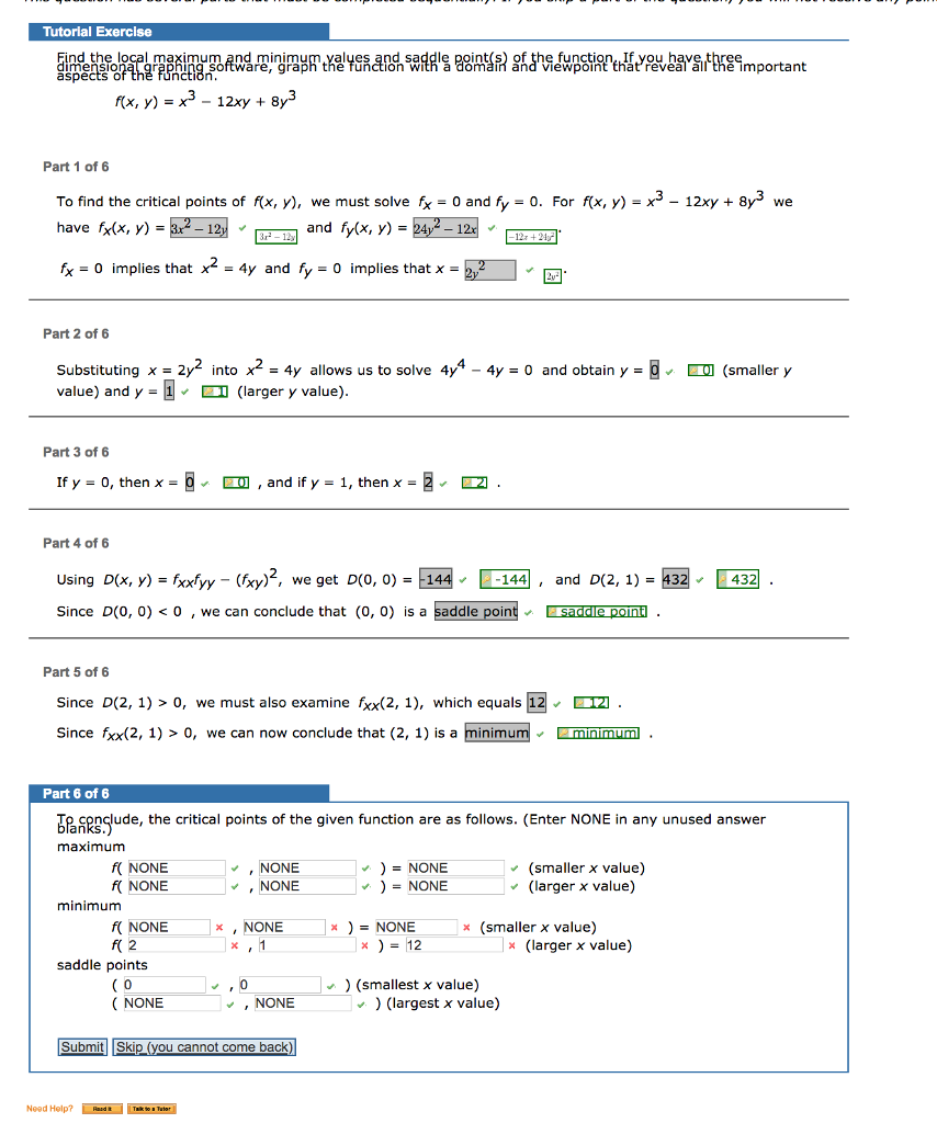 Solved Tutorial Exercise Find the local maximum and | Chegg.com