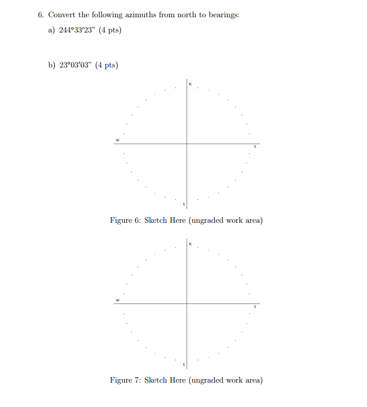 Solved Convert the following azimuths from north to | Chegg.com