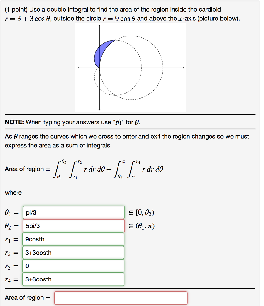 Solved Use a double integral to find the area of the region | Chegg.com