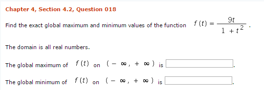 Solved Find the exact global maximum and minimum values of | Chegg.com