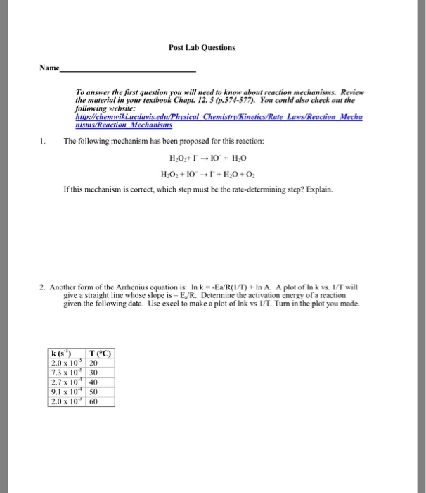 Solved The following mechanism has been proposed for this | Chegg.com