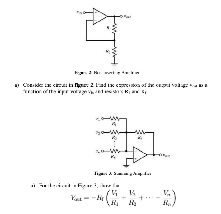 Solved Vino- Vout Re Ri Figure 2: Non-inverting Amplifier a) | Chegg.com