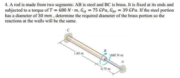 Solved . A rod is made from two segments: AB is steel and BC | Chegg.com