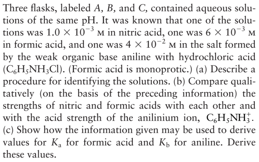 Solved Three flasks, labeled A, B, and C, contained aqueous | Chegg.com