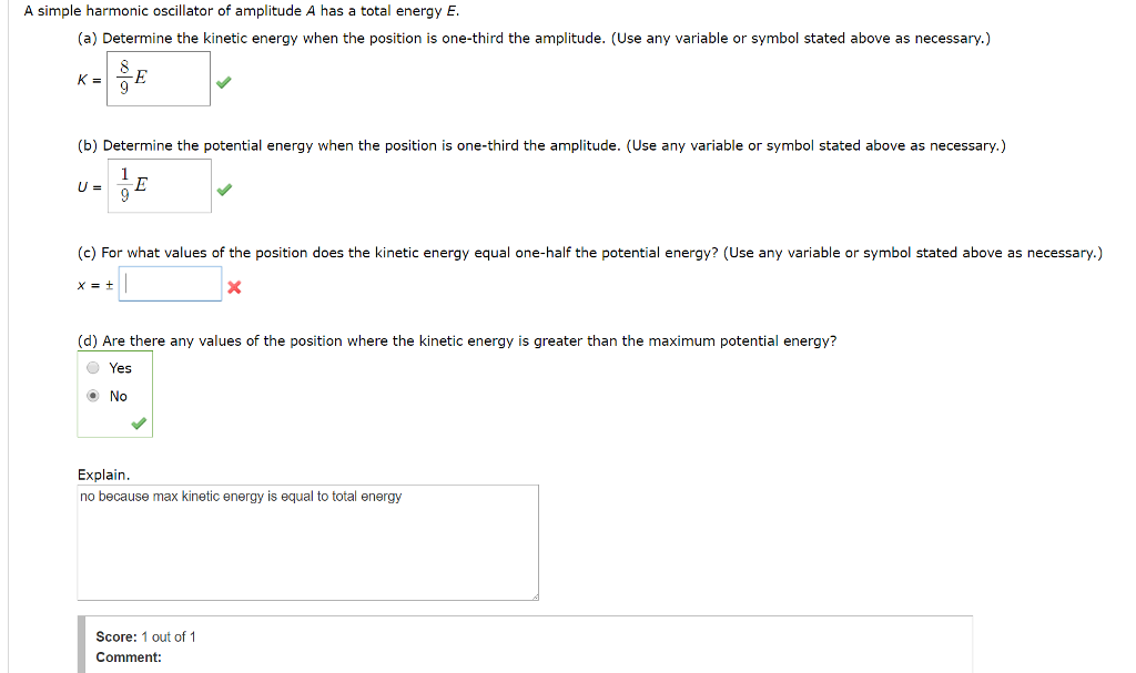 Solved A simple harmonic oscillator of amplitude A has a | Chegg.com