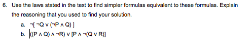 Solved 6. Use the laws stated in the text to find simpler | Chegg.com