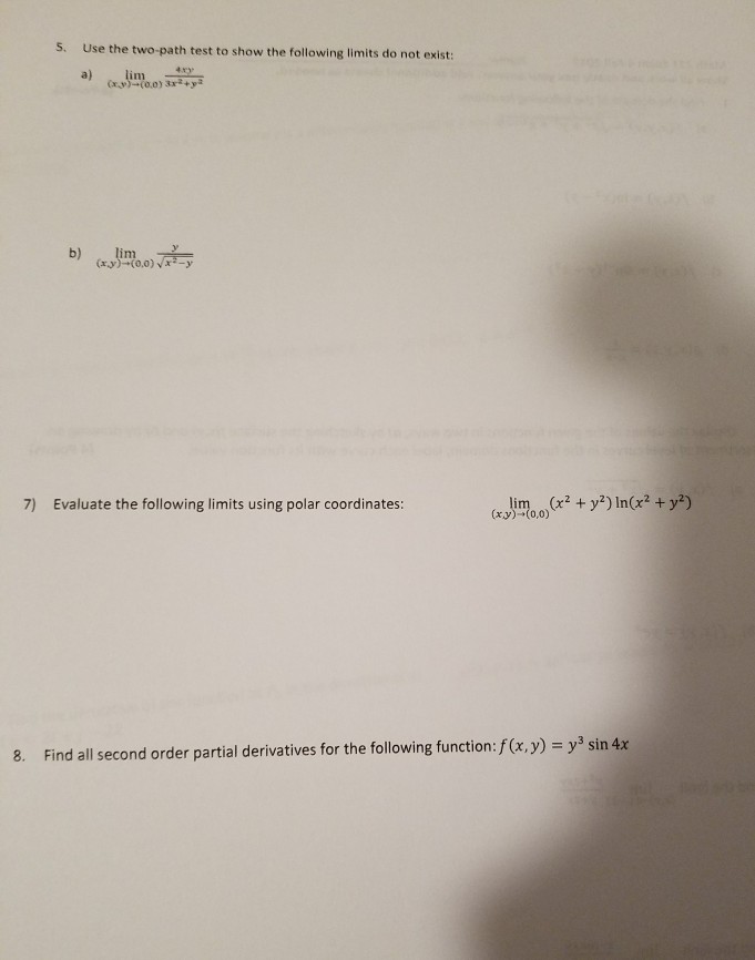 Solved S. Use the two-path test to show the following limits | Chegg.com