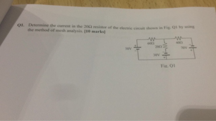 Solved Determine the current in the 20 Ohm resistor of the | Chegg.com