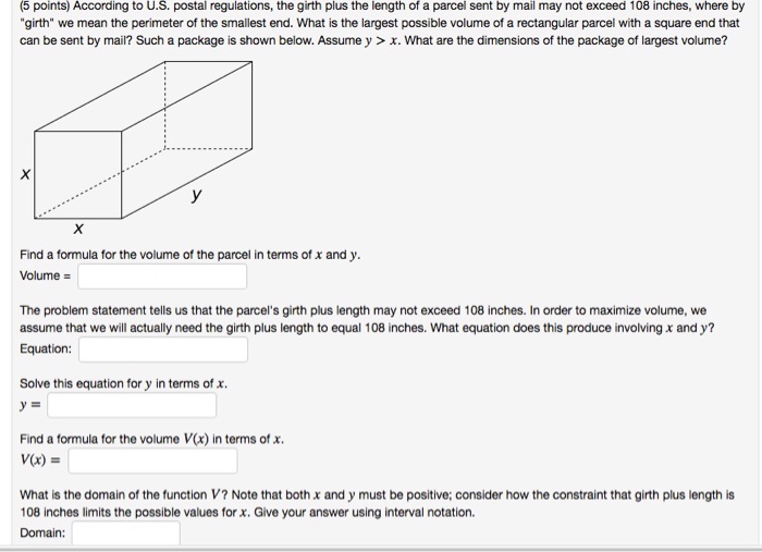 Solved (5 points) According to U.S. postal regulations, the | Chegg.com