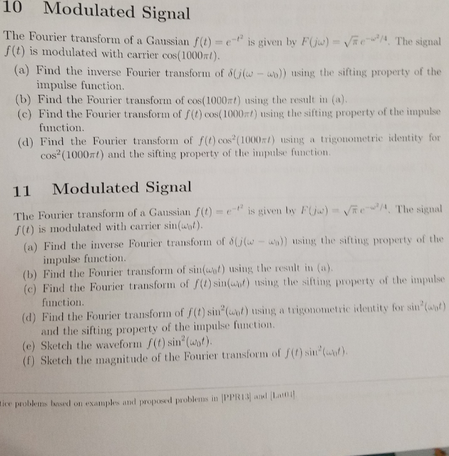 Solved 10 Modulated Signal The Fourier transform of a | Chegg.com