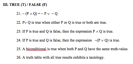 Solved III. TRUE (T) / FALSE (F) 22. Pv Q is true when | Chegg.com Solved III. TRUE (T) / FALSE (F) 22. Pv Q is true when | Chegg.com