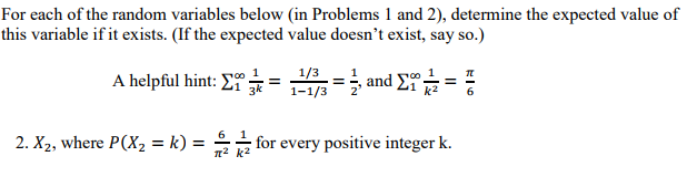 Solved For each of the random variables below (in Problems 1 | Chegg.com