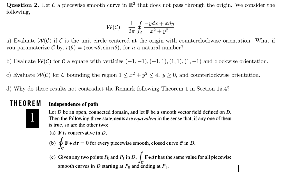 Solved Let C a piecewise smooth curve in R^2 that does not | Chegg.com