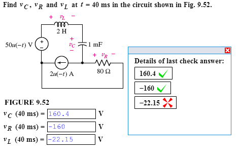 Solved Find VC, VR and VL at t = 40 ms in the circuit shown | Chegg.com