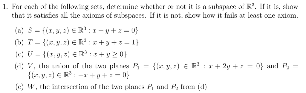 Solved 1. For each of the following sets, determine whether | Chegg.com