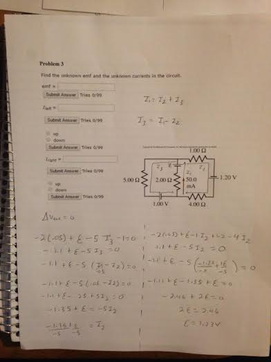 Solved Find the unknown emf and unknown currents in | Chegg.com