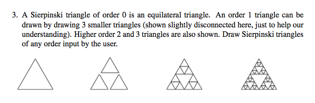 Solved A Sierpinski triangle of order 0 is an equilateral | Chegg.com