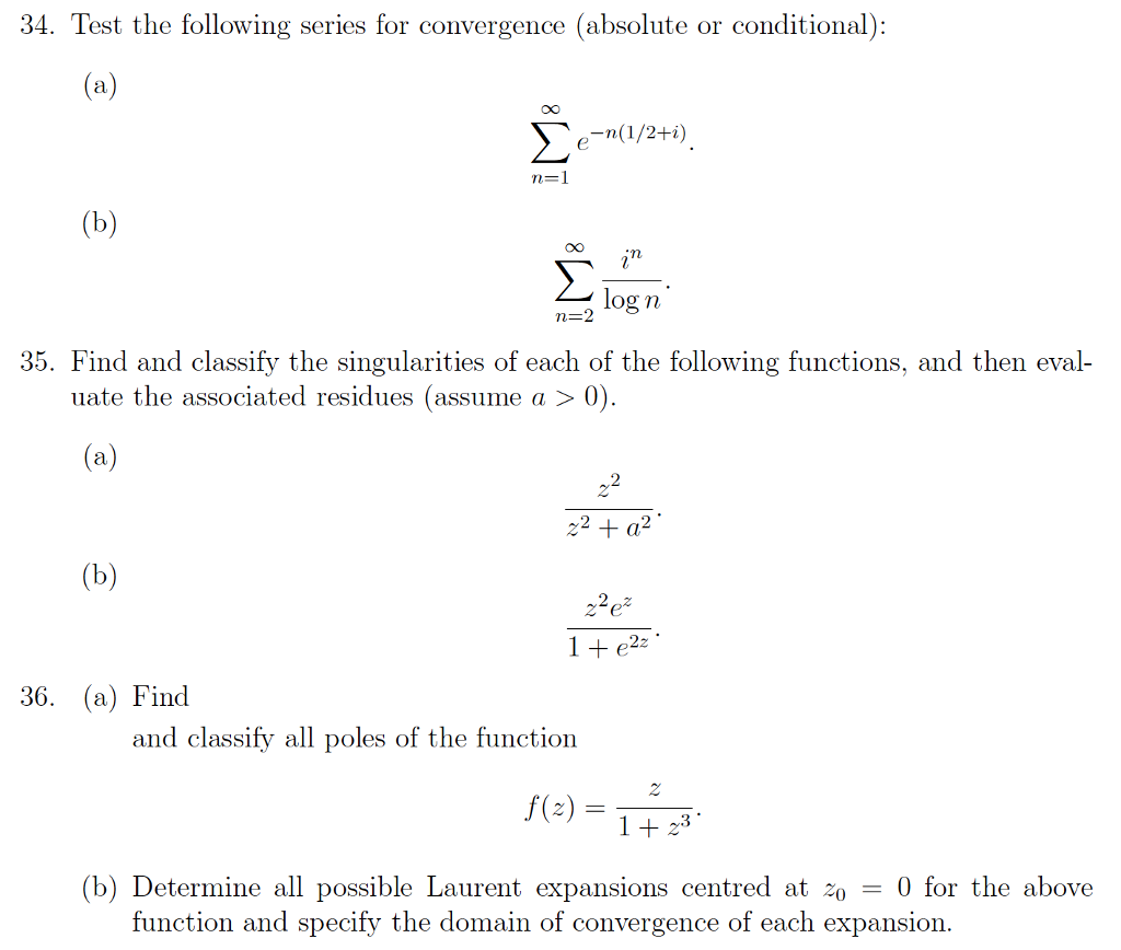 Solved 34. Test the following series for convergence | Chegg.com