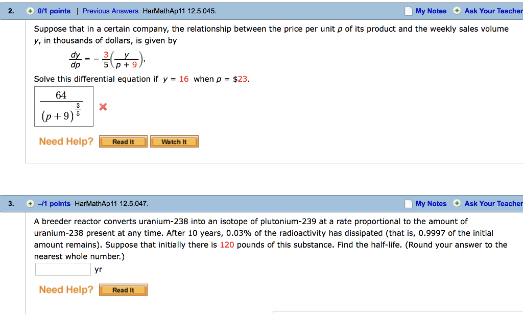 Solved 2. 0/1 points| Previous Answers HarMathAp11 12.5.045. | Chegg.com