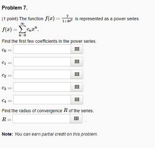 Solved Problem 7 (1 point) The function f(z)- is represented | Chegg.com