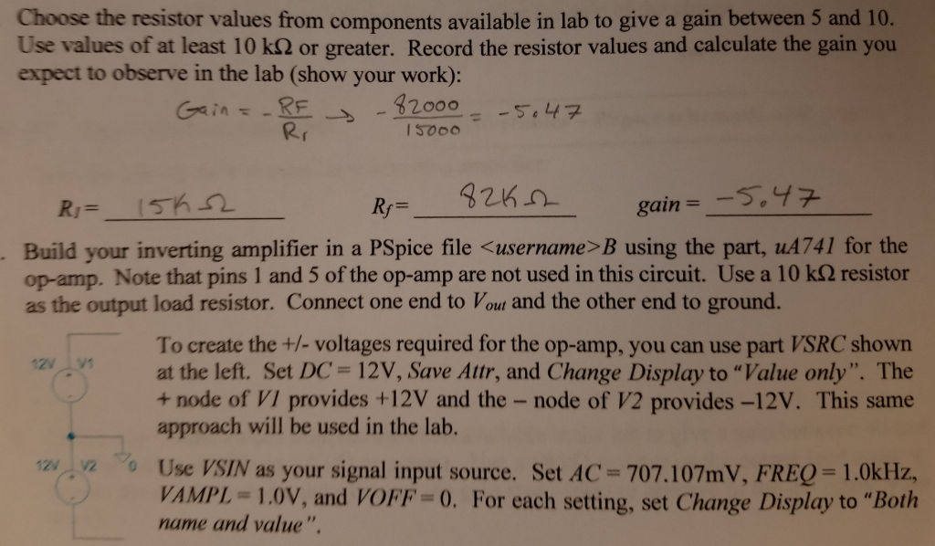Solved Choose the resistor values from components available | Chegg.com
