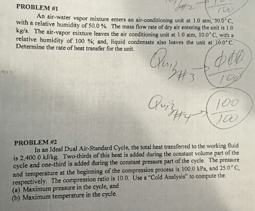 Solved An air-water vapor mixture enters an air-conditioning | Chegg.com