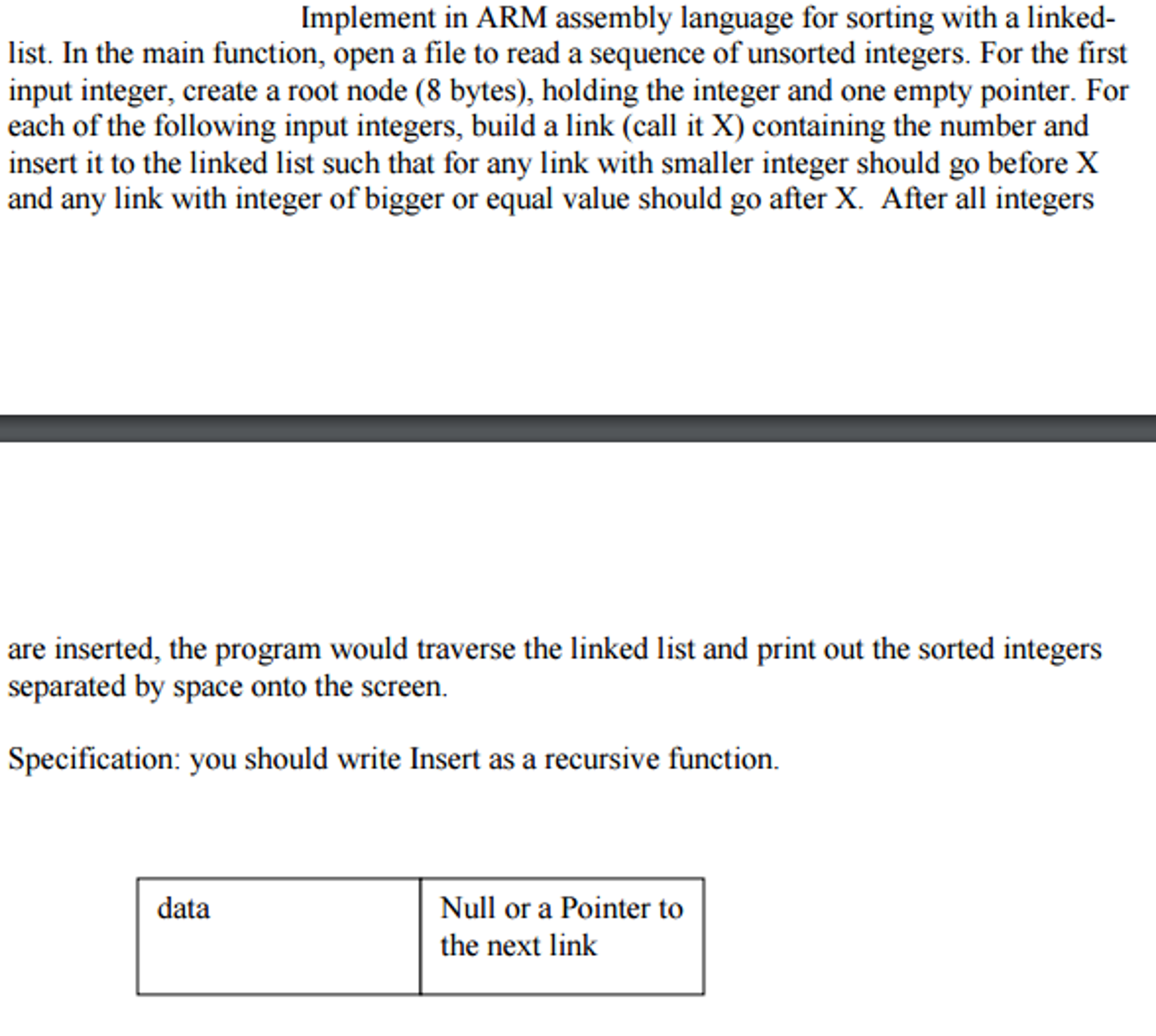 Solved Implement in ARM assembly language for sorting with a | Chegg.com