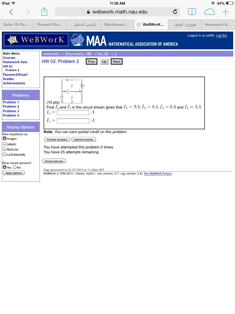 Find I0 and I1 in the circuit shown given that I2 = | Chegg.com