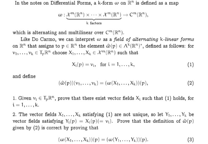 Solved In the notes on Differential Forms, a k-form tu on Rn | Chegg.com