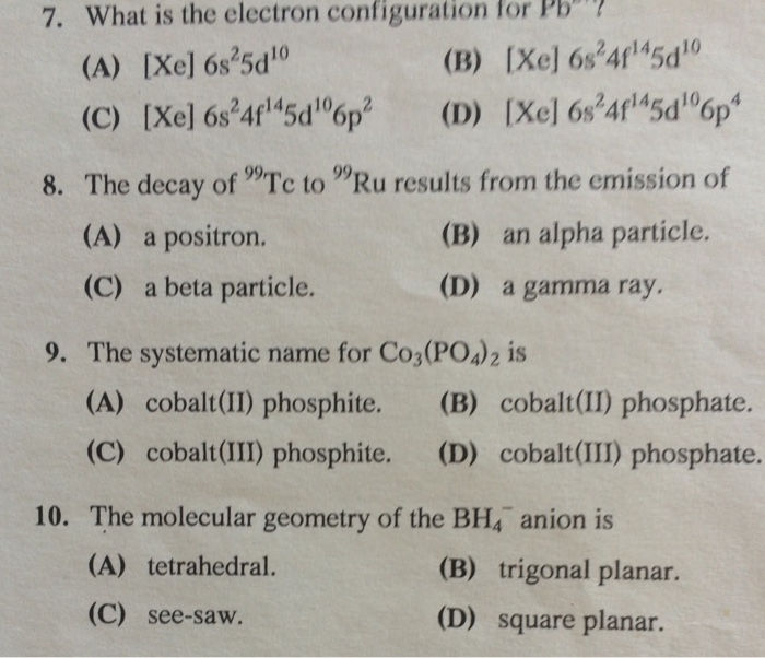 Solved What is the electron configuration for pb? [Xe] | Chegg.com