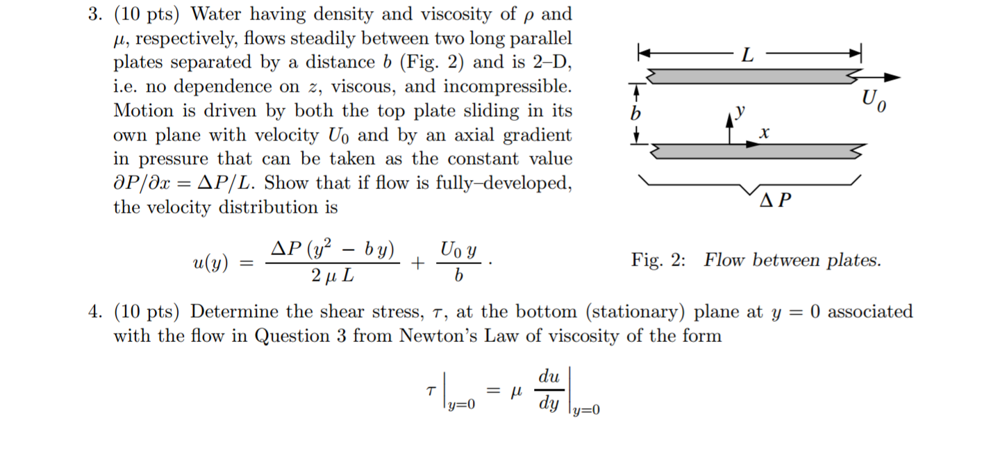 Solved Water having density and viscosity of rho and mu, | Chegg.com