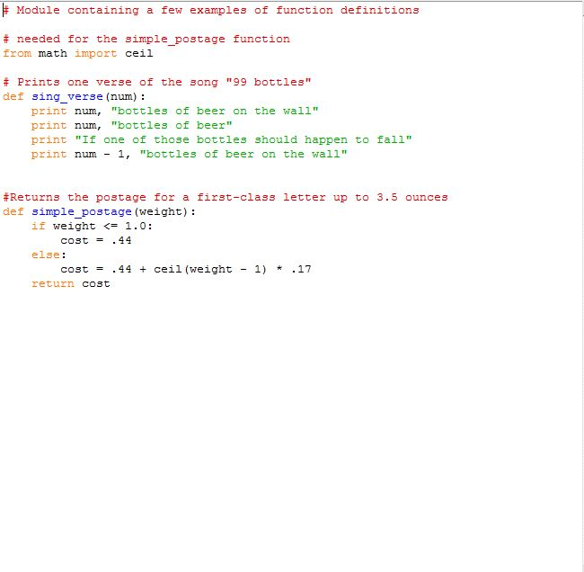 Solved ? Import the sing_verse and simple_postage functions. | Chegg.com