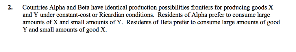 Solved 2. Countries Alpha and Beta have identical production | Chegg.com