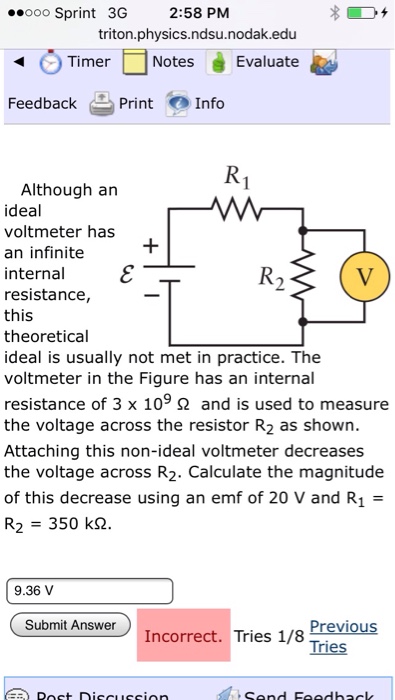 Solved Although an ideal voltmeter has an infinite internal | Chegg.com