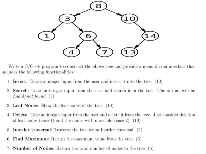 Solved Write a C/C++ program to construct the above tree | Chegg.com
