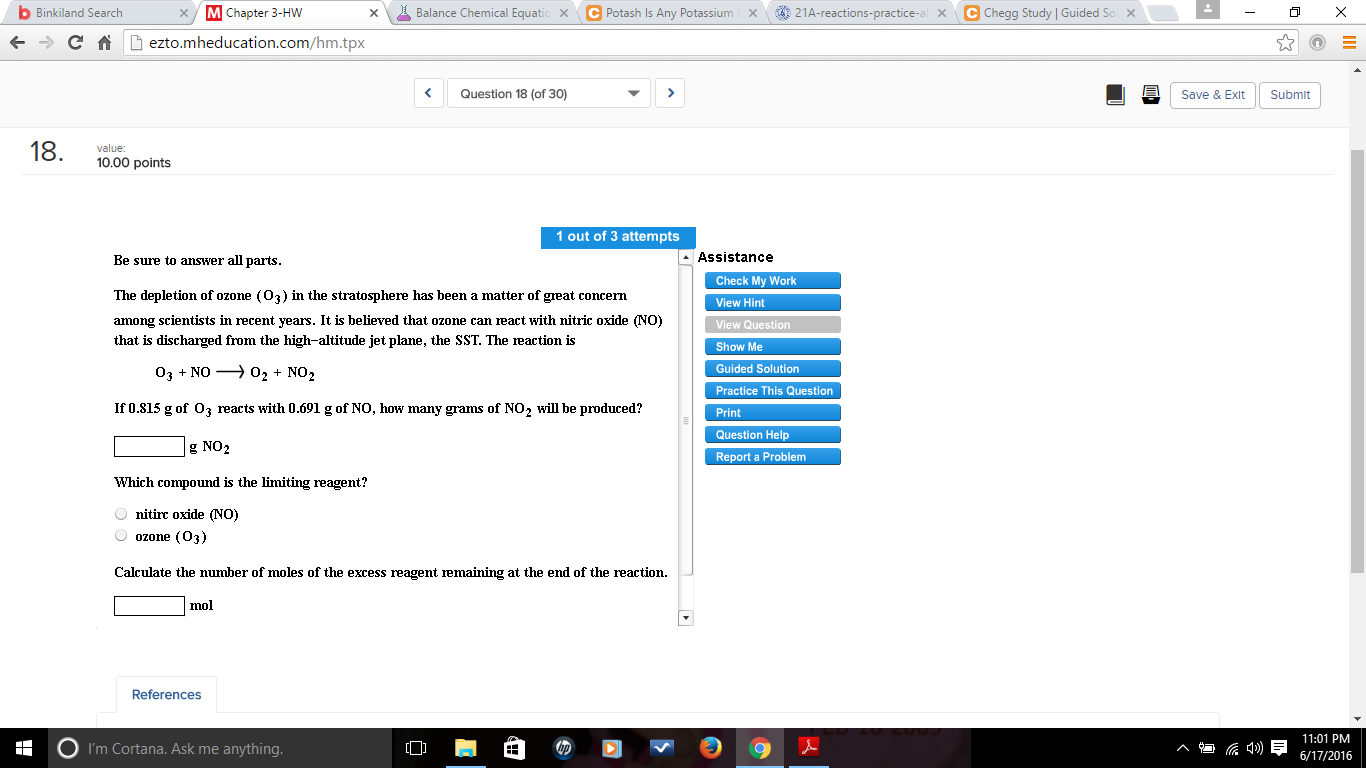 Solved The depletion of ozone (O3) in the stratosphere has | Chegg.com