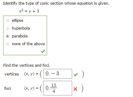 Solved Identify the type of conic section whose equation is | Chegg.com