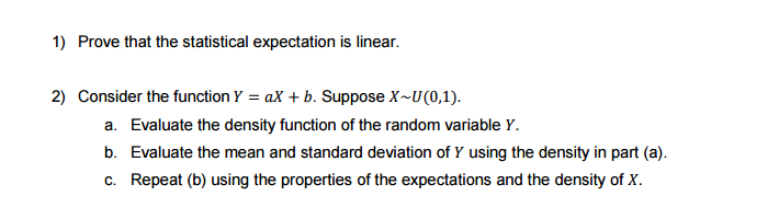 Solved Prove that the statistical expectation is linear. | Chegg.com