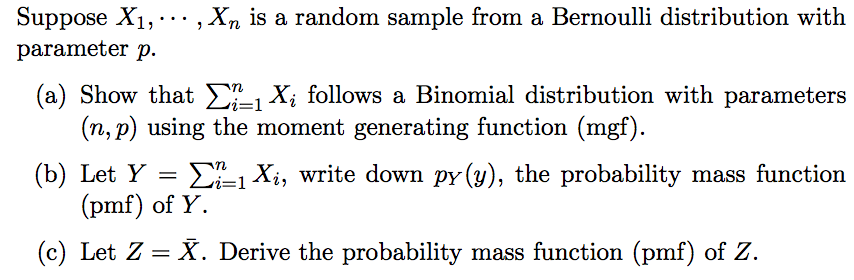 Solved Suppose X1, , Xn is a random sample from a Bernoulli | Chegg.com Solved Suppose X1, , Xn is a random sample from a Bernoulli | Chegg.com