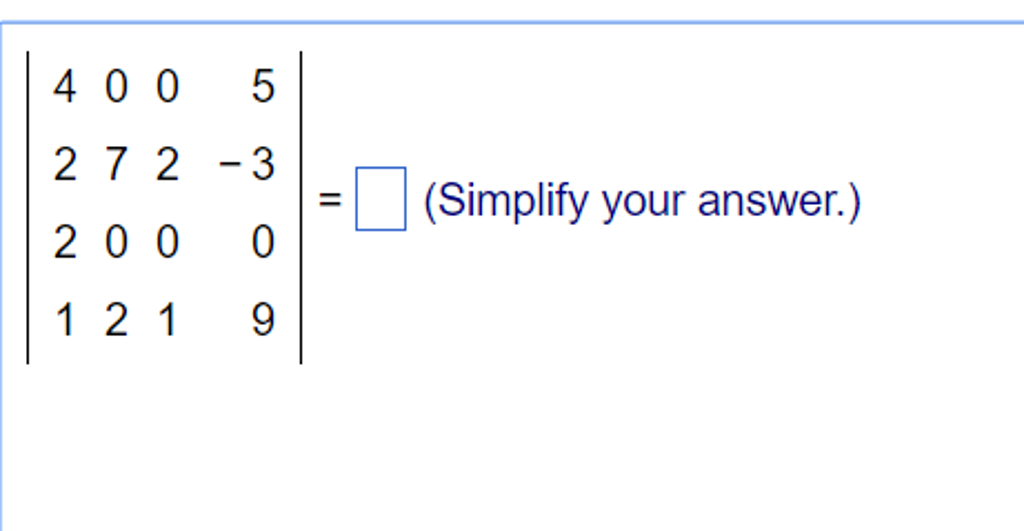 Solved Compute the determinant by cofactor expansion. | Chegg.com