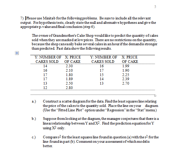 Solved Please use Minitab for the following problems. Be | Chegg.com
