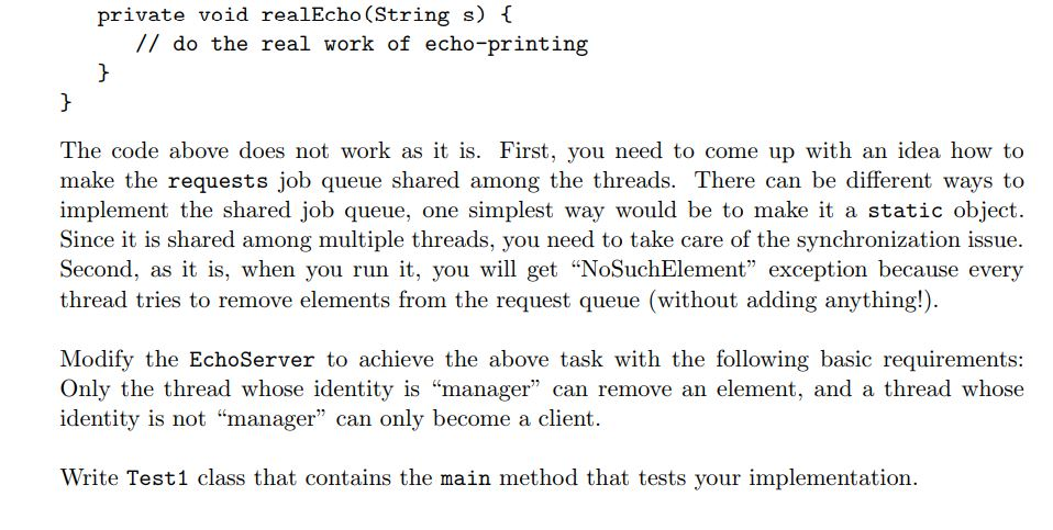 Solved Praben 1 (e pobnte Consider the following echo server | Chegg.com