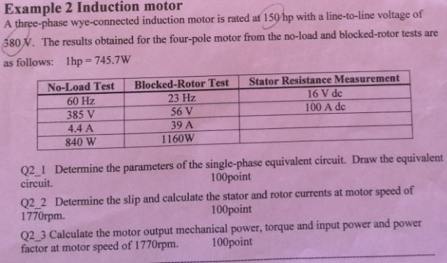 Solved A three-phase wye-connected induction motor is rated | Chegg.com