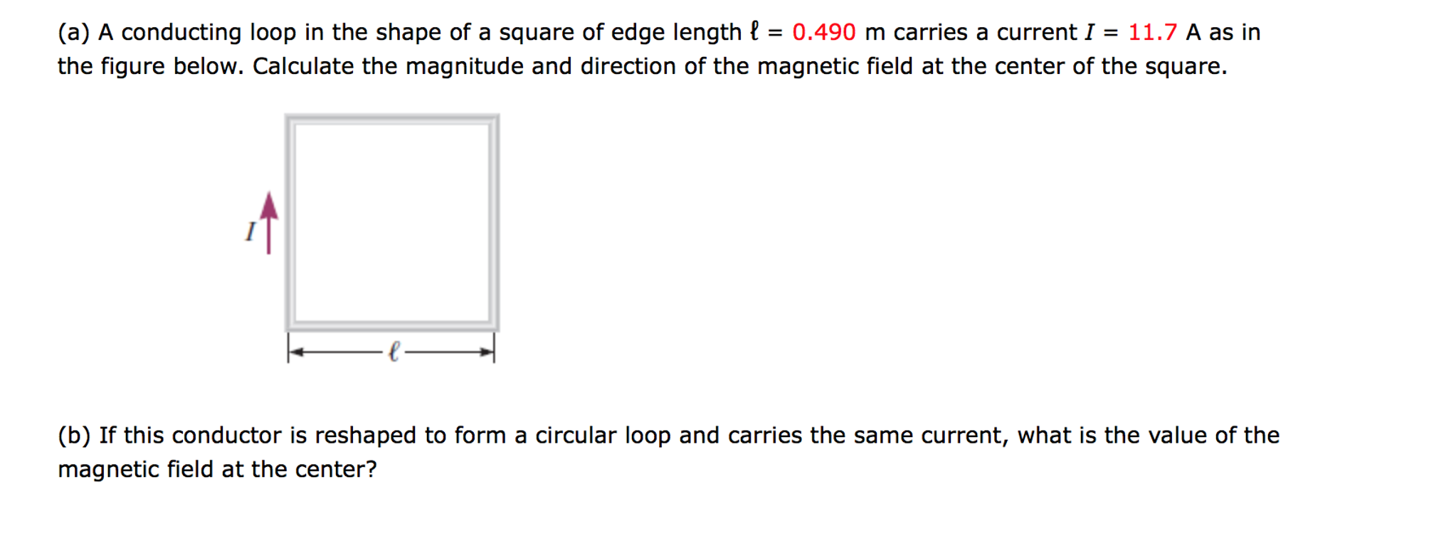 Solved A Conducting Loop In The Shape Of A Square Of Edge