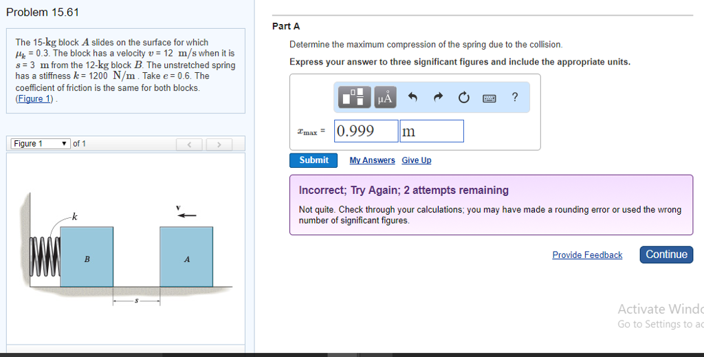 Solved Problem 15.61 Part A The 15-kg block A slides on the | Chegg.com